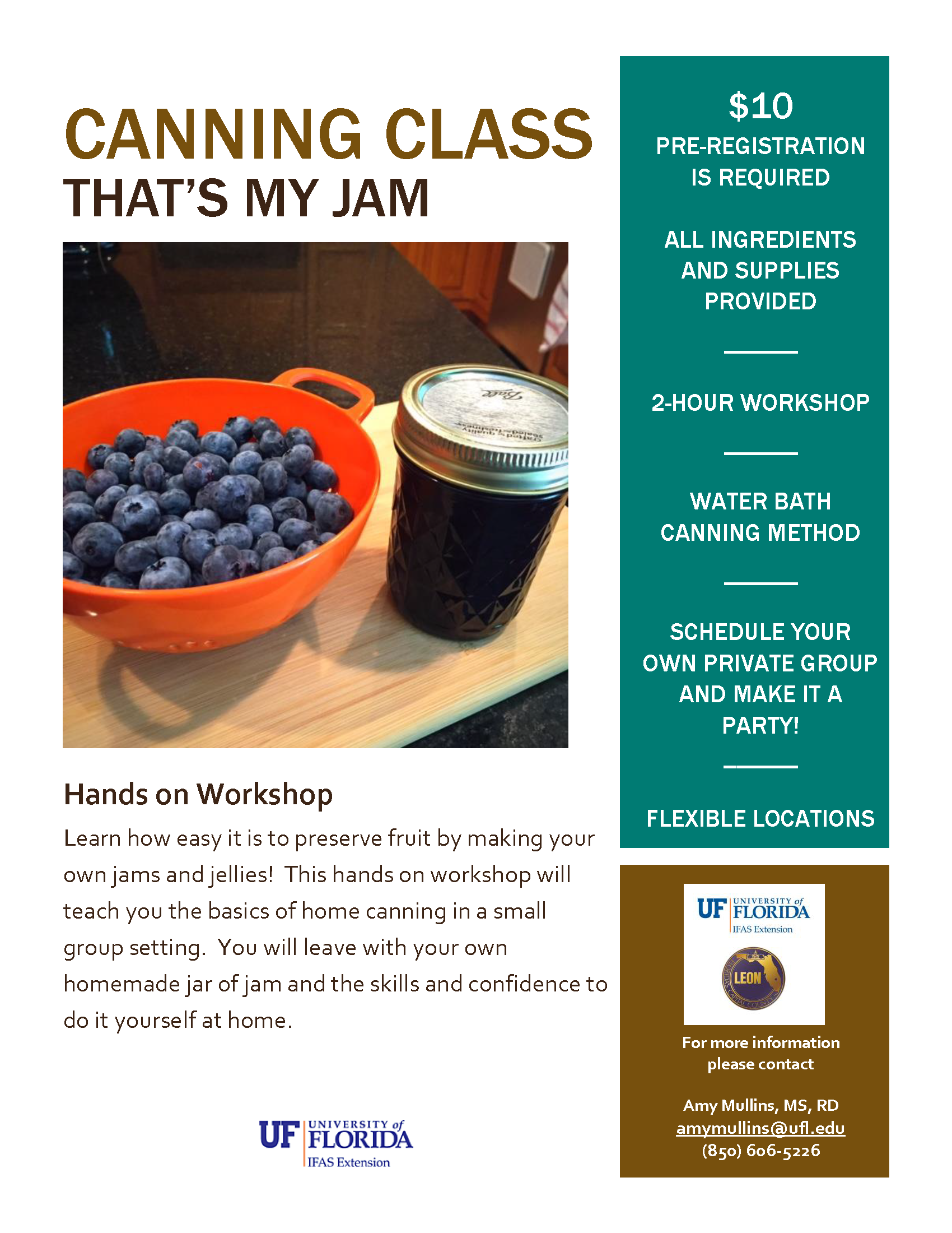 Canning Class Flyer.Jam | Living Well in the Panhandle